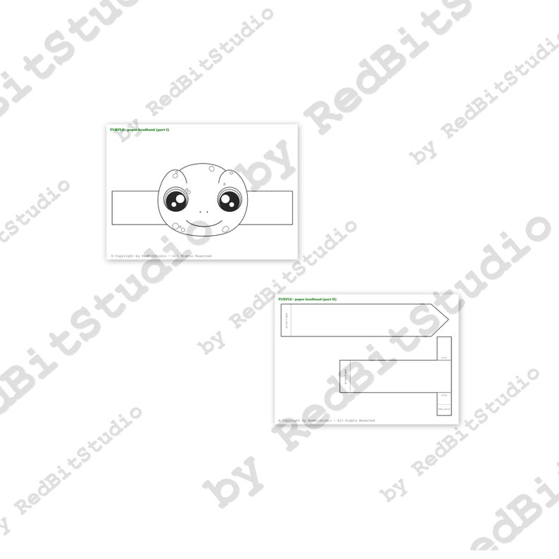 Turtle Paper Coloring Crown, Animal Paper Hat for Kids, Instant ...