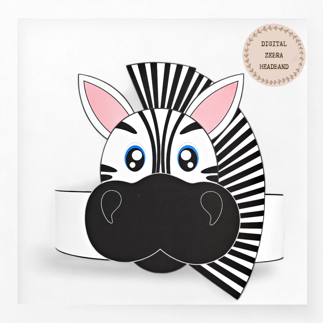 Zebra Paper Crown, Animal Paper Hat for Kids, Instant Download Paper ...