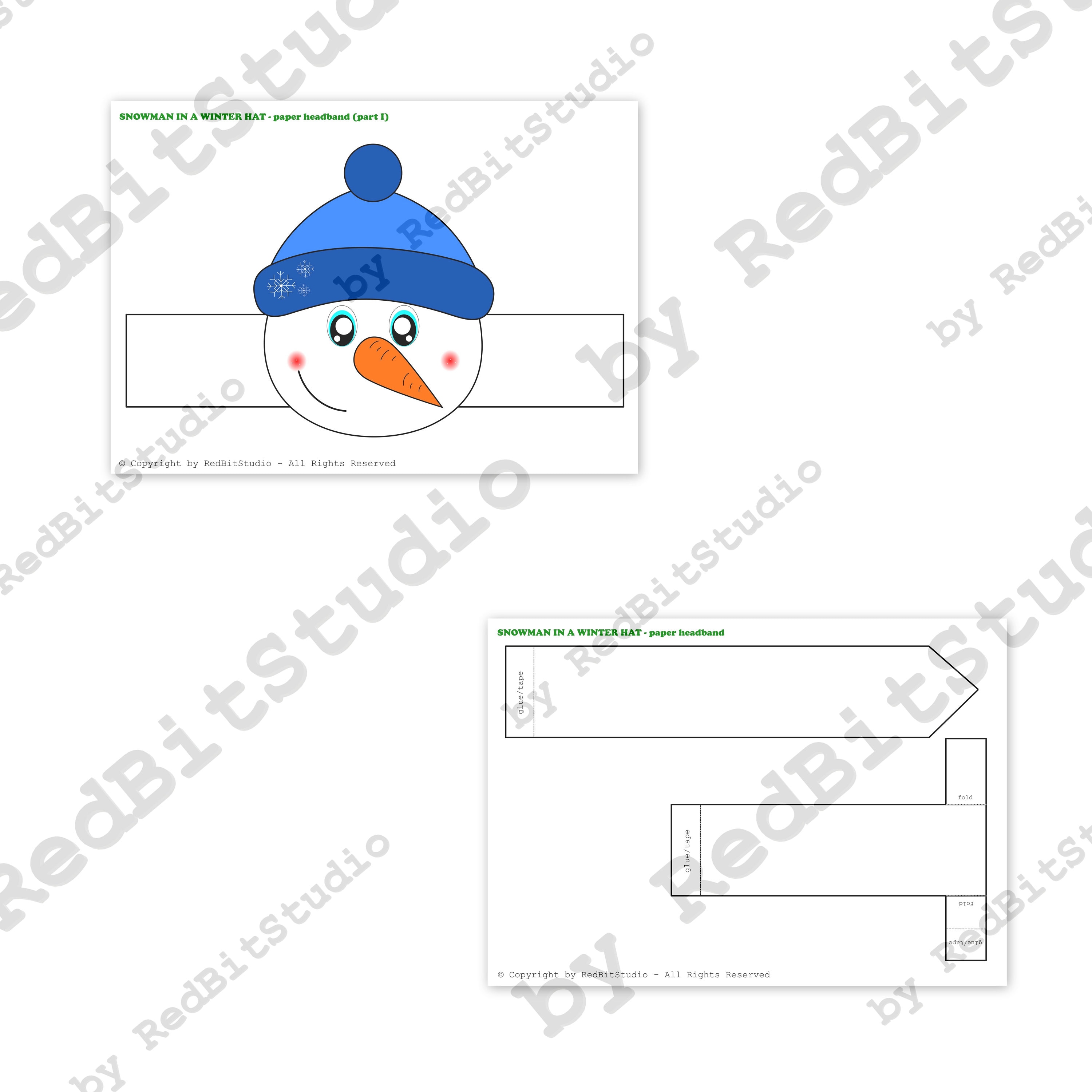 Snowman Paper Crown, Christmas Paper Hat for Kids, Instant Download ...