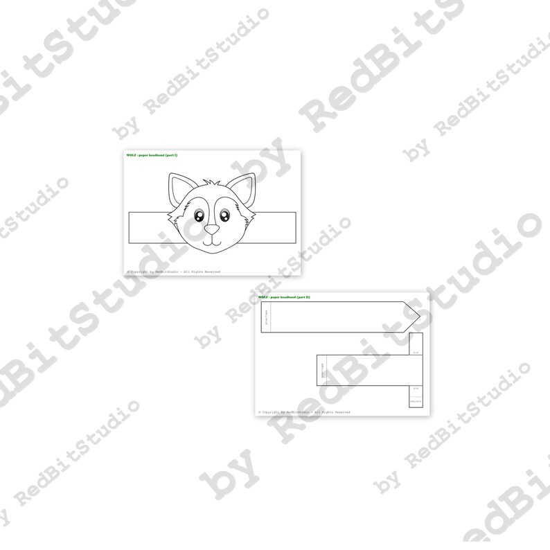 Wolf Paper Coloring Crown, Animal Paper Hat for Kids, Instant Download ...