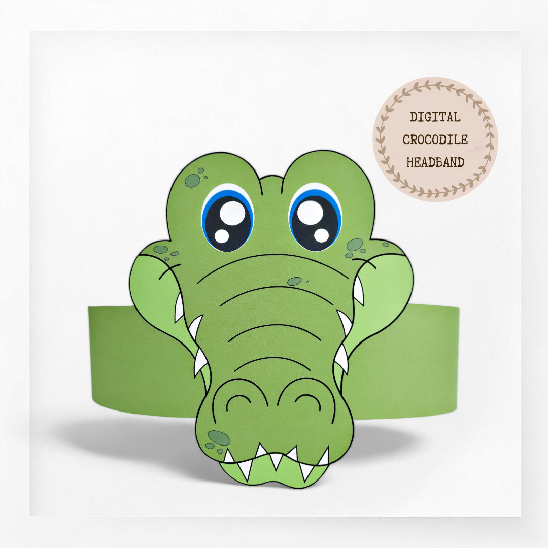Crocodile Paper Crown, Animal Paper Hat for Kids, Instant Download ...
