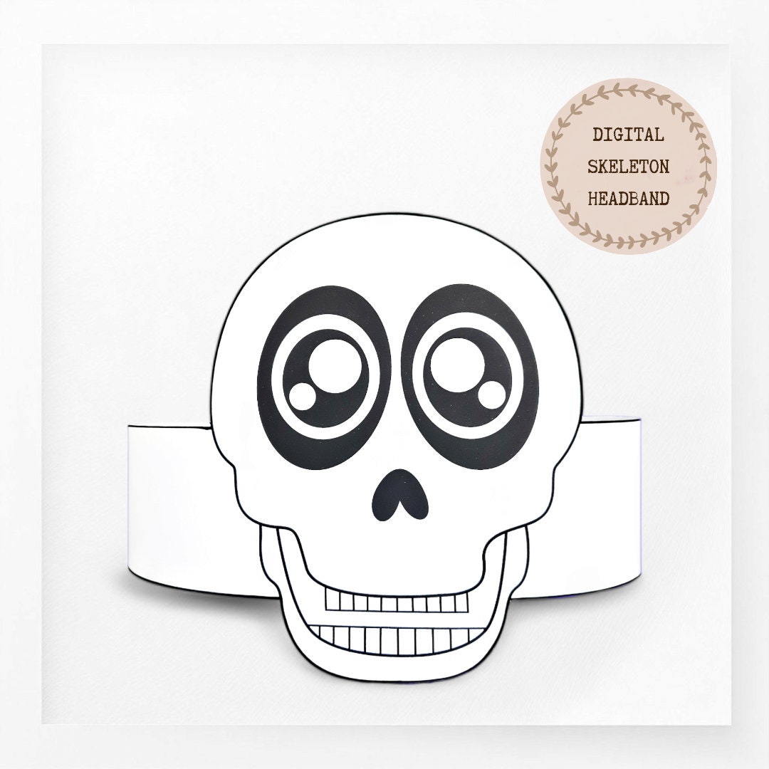 Skeleton Paper Crown, Halloween Paper Hat for Kids, Instant Download ...
