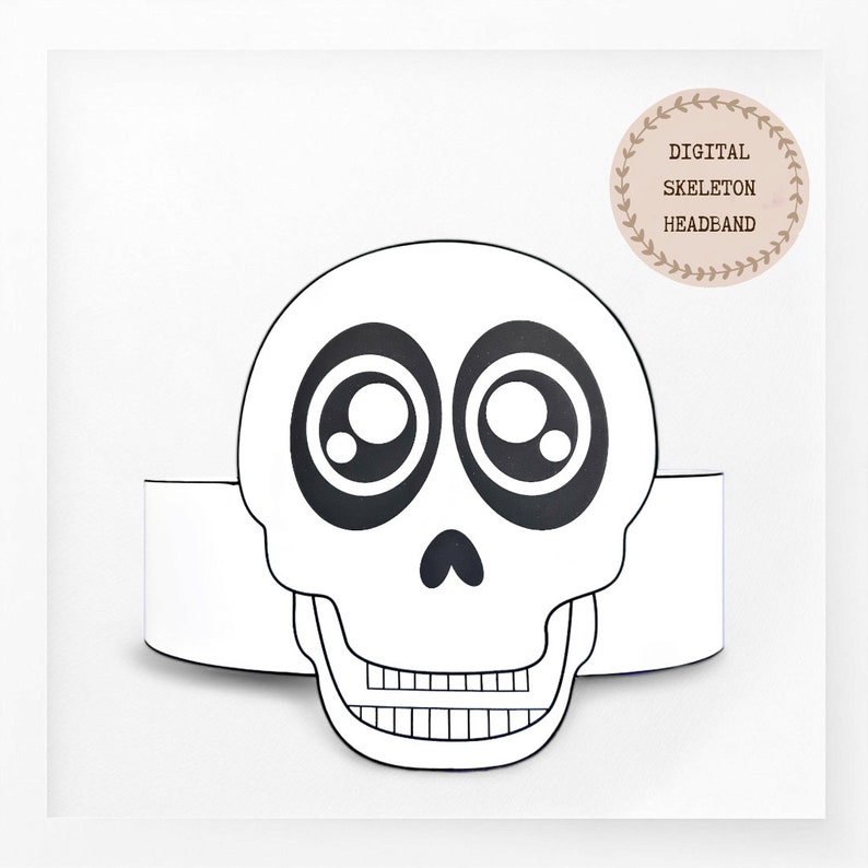 Skeleton Paper Crown, Halloween Paper Hat for Kids, Instant Download ...