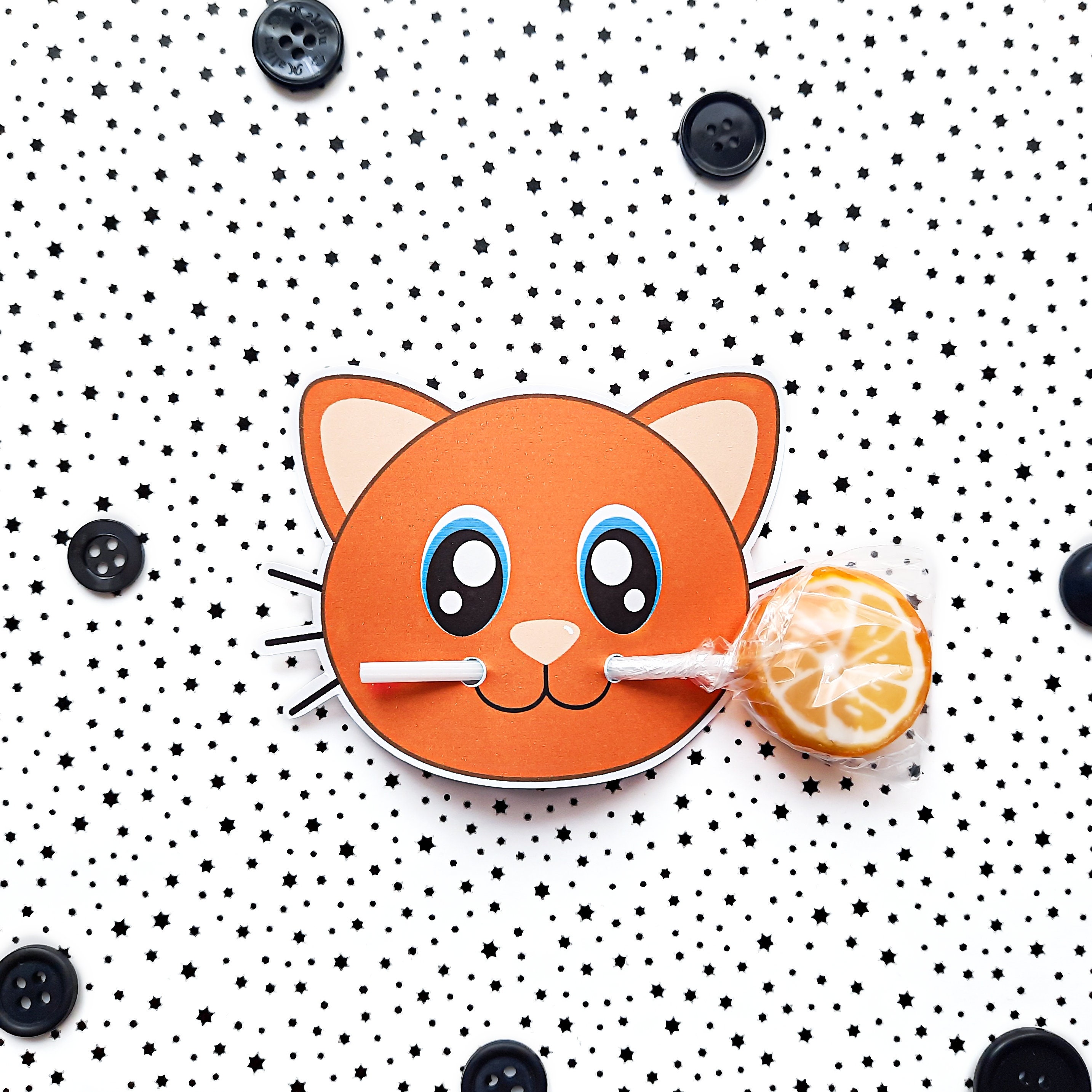 Cat Lollipop, Instant Download Lollipop Holder, Digital Party Sucker ...