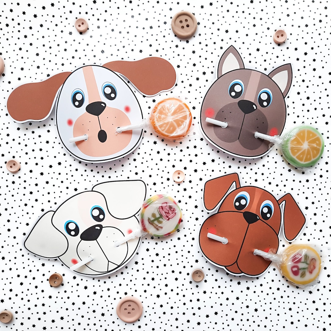 Dog Lollipop, Instant Download Lollipop Holder, Digital Party Sucker ...