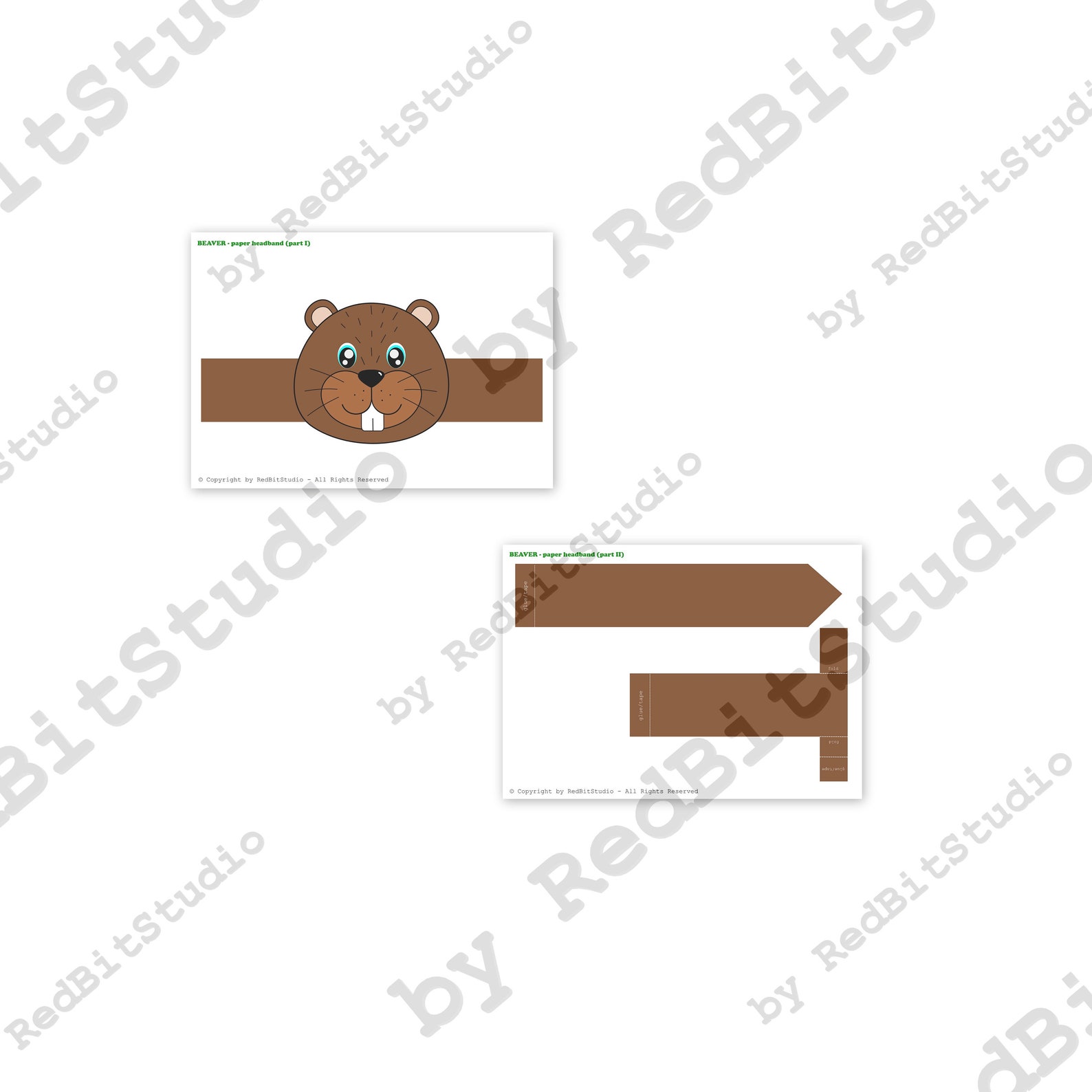 Beaver Paper Crown, Animal Paper Hat for Kids, Instant Download Paper ...