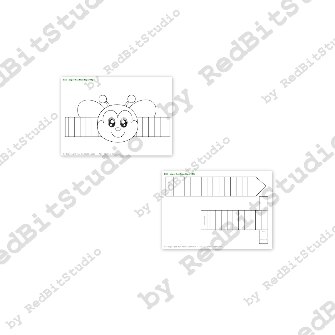 Bee Paper Coloring Crown, Bug Paper Hat for Kids, Instant Download ...