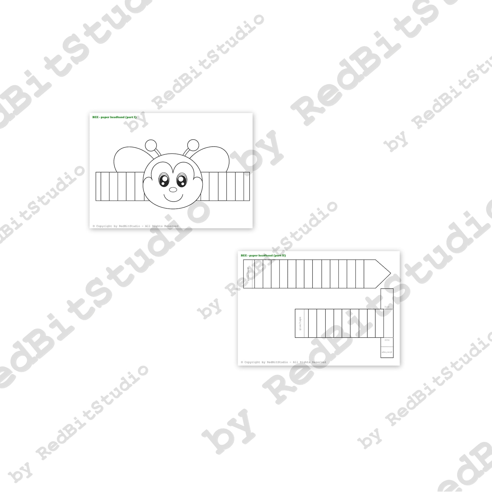 Bee Paper Coloring Crown, Bug Paper Hat for Kids, Instant Download ...