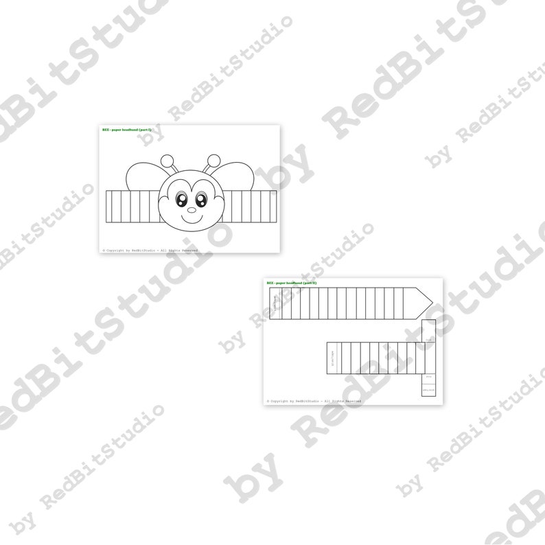 Bee Paper Coloring Crown, Bug Paper Hat for Kids, Instant Download ...