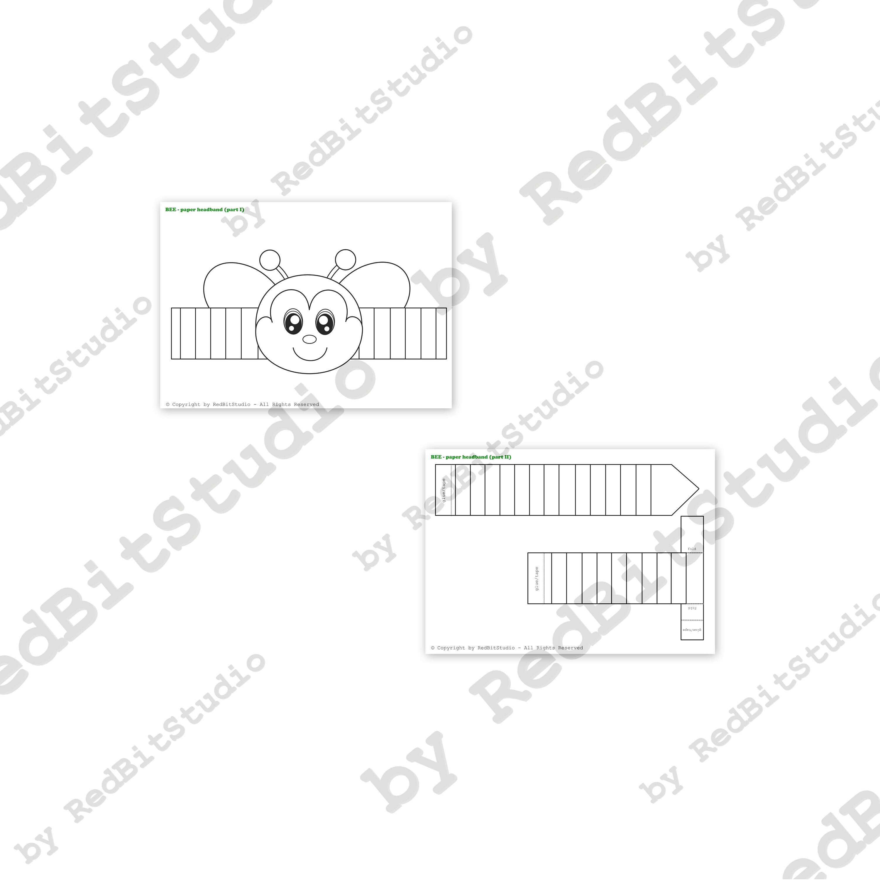 Bee Paper Coloring Crown, Bug Paper Hat for Kids, Instant Download ...