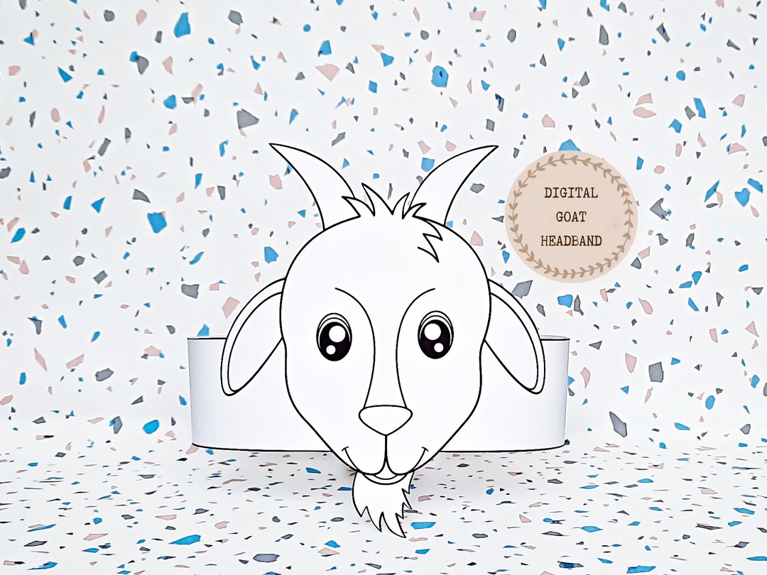 Goat paper coloring crown, Hat for kids, instant download paper crown ...