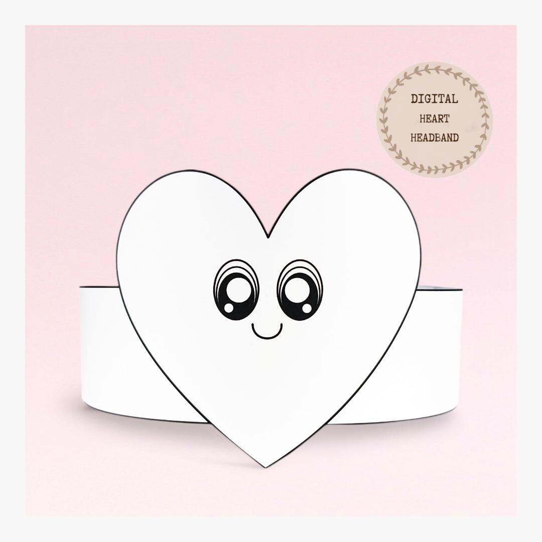 Heart Paper Coloring Crown,valentine's Day Hat for Kids,instant ...