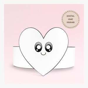 Heart Paper Coloring Crown,valentine's Day Hat for Kids,instant ...