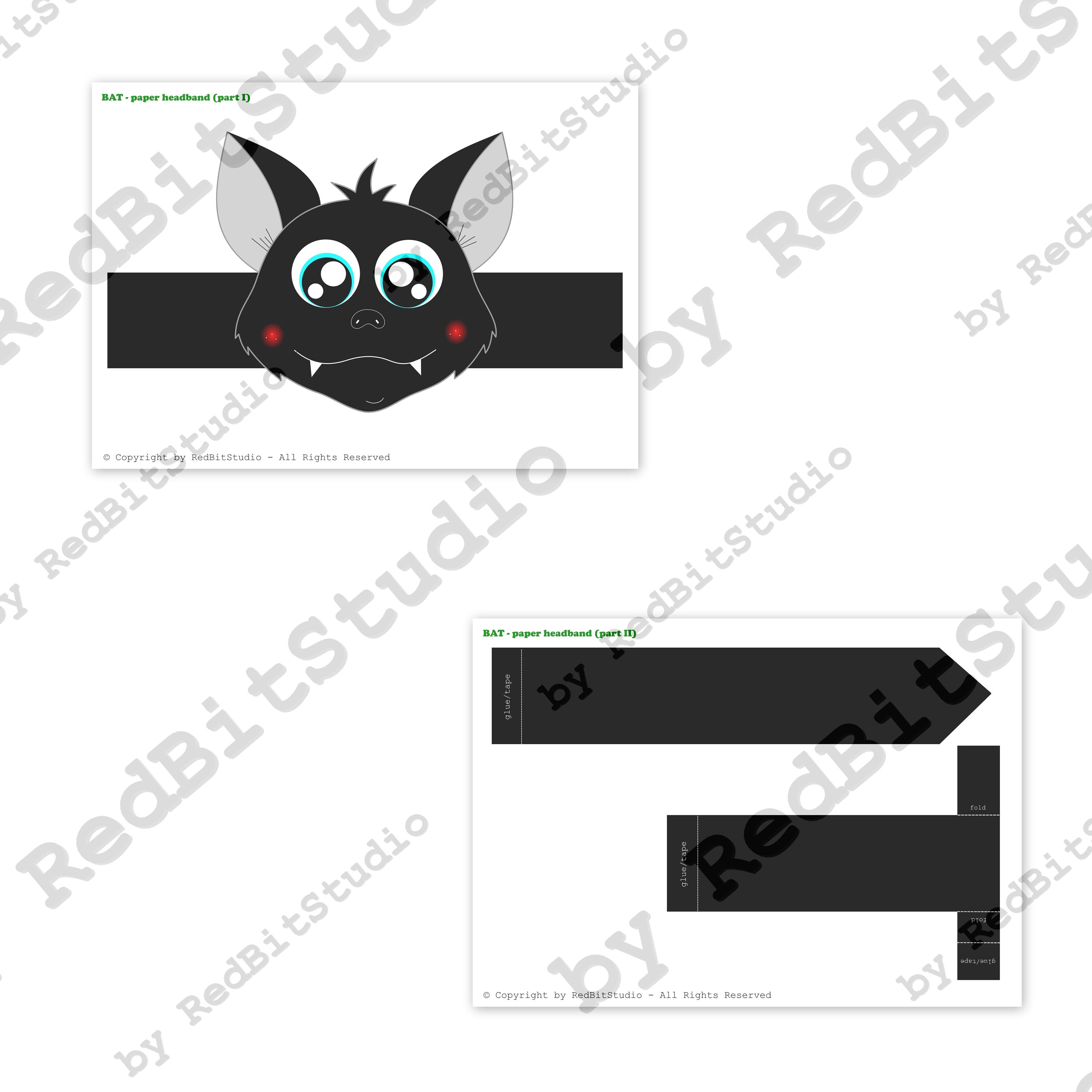 Bat Paper Crown, Animal Paper Hat for Kids, Instant Download Paper ...