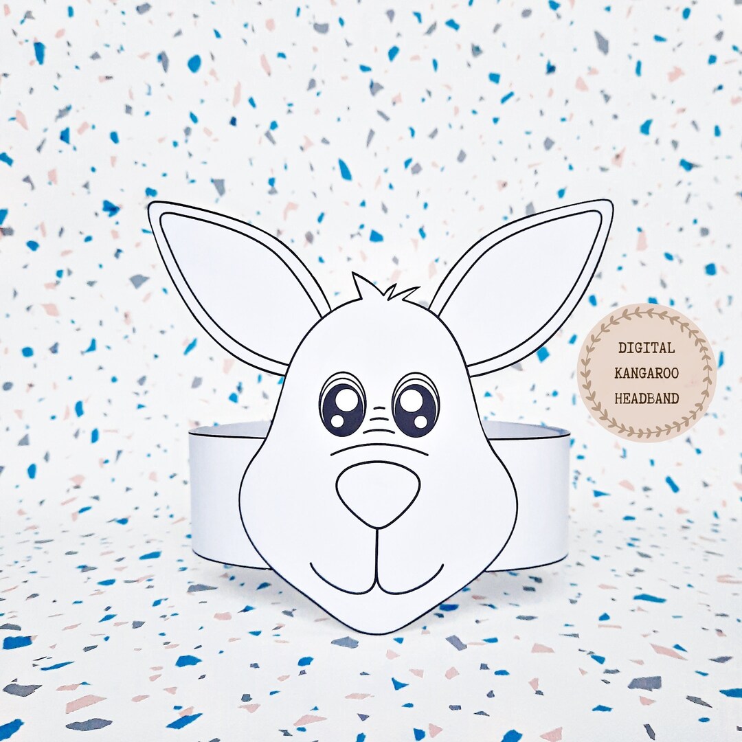 Kangaroo Paper Coloring Crown Animal Paper Hat for (Instant Download ...