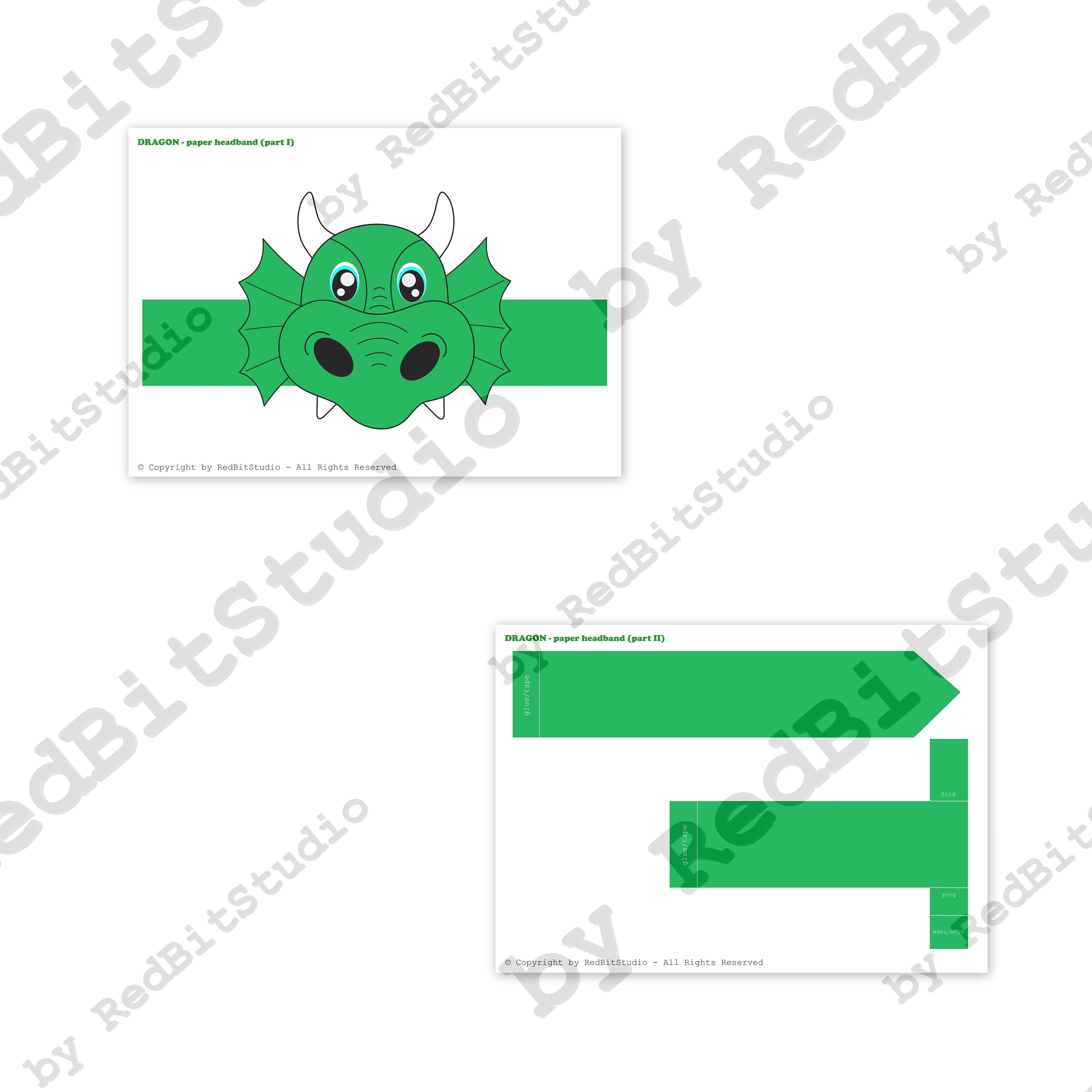 Dragon Paper Crown, Animal Paper Hat for Kids, Instant Download Paper ...