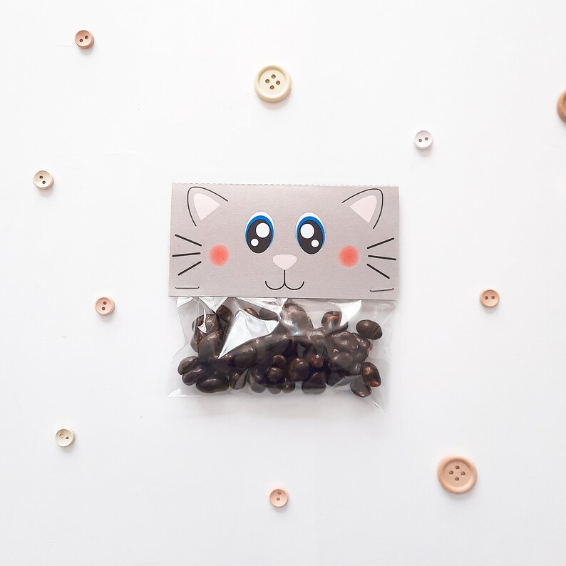Cat Bag Topper,birthday Treat Bag Toppers, Instant Download Favor Bag ...