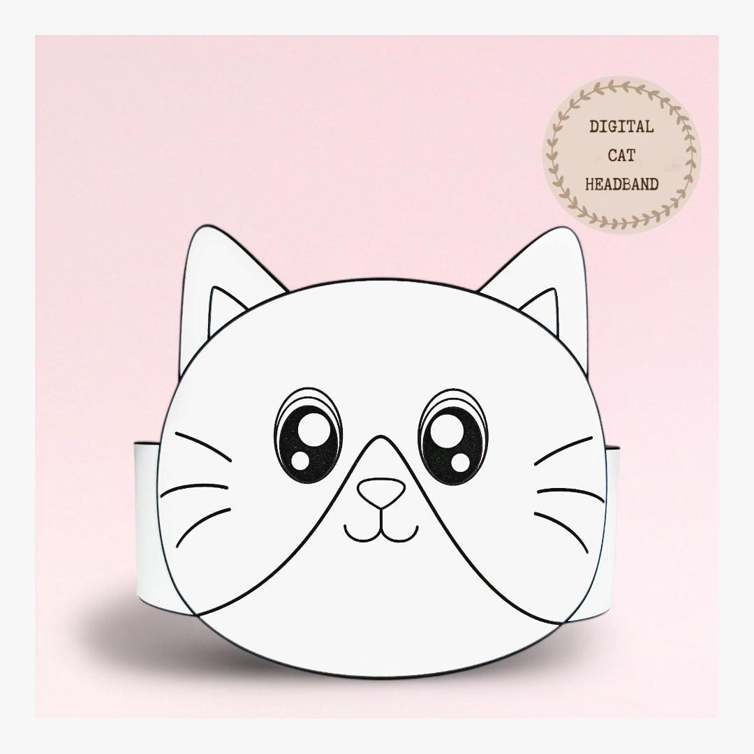 Cat Paper Coloring Crown,animal Paper Hat for Kids,instant Download ...