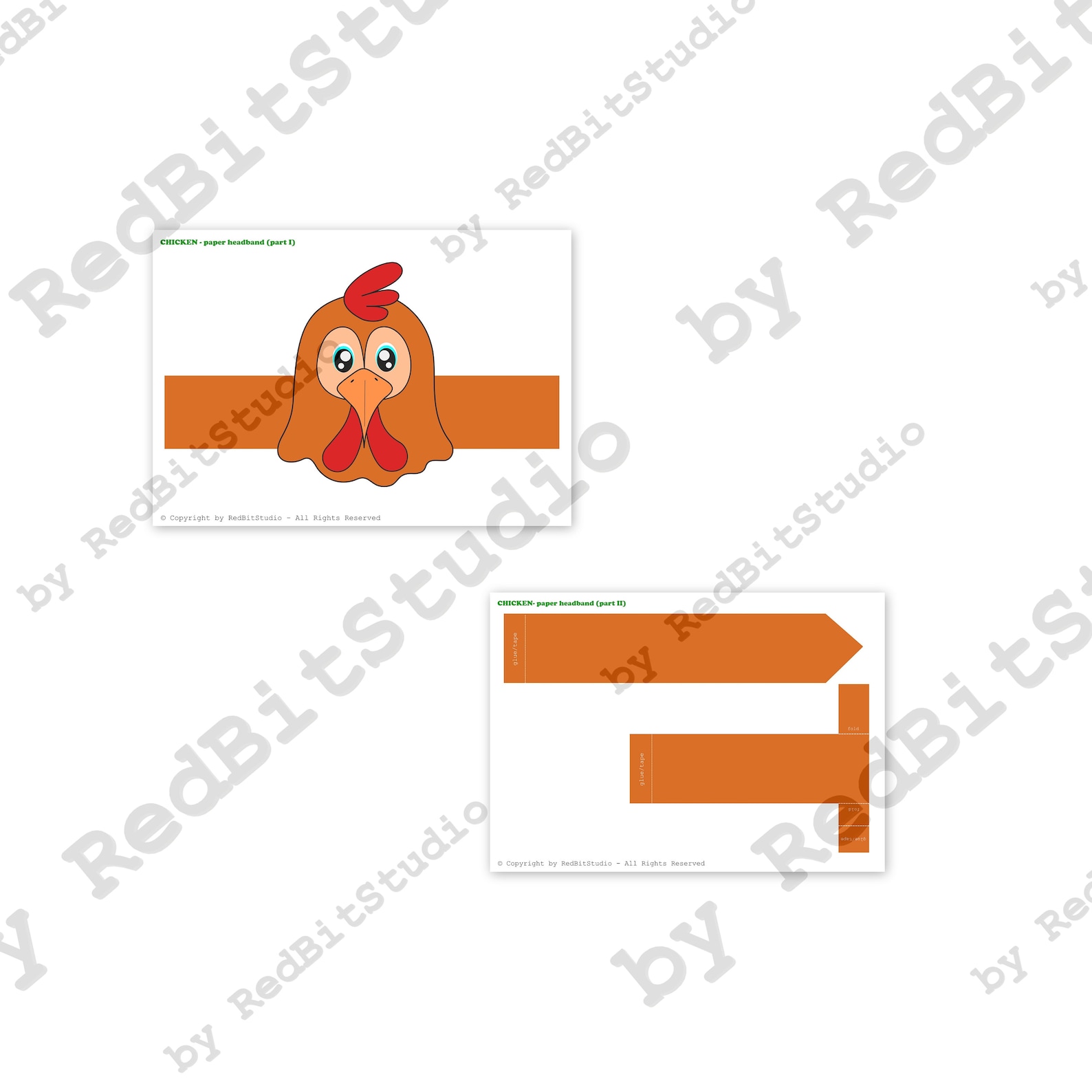 Chicken Paper Crown, Animal Paper Hat for Kids, Instant Download Paper ...