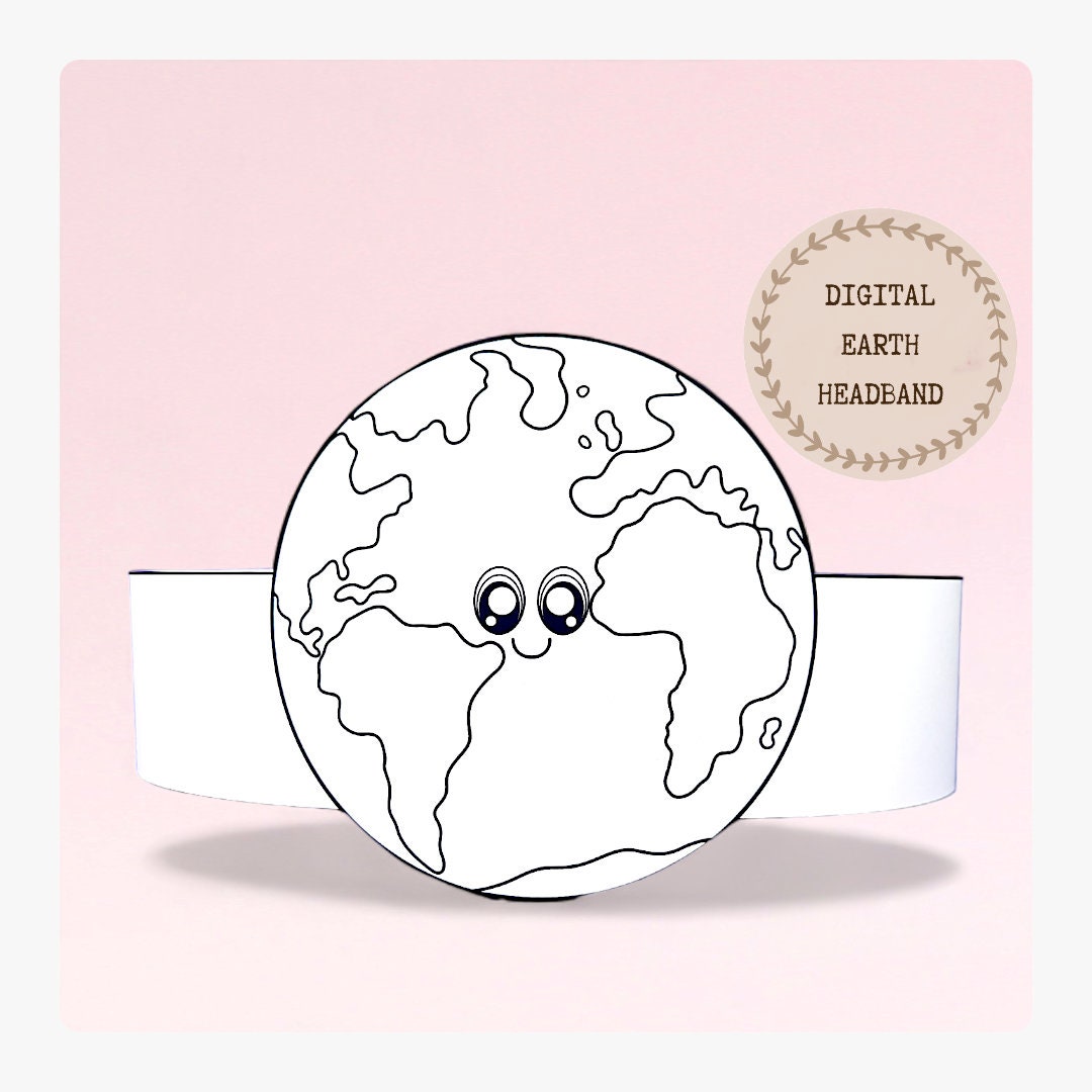 Earth Paper Coloring Crown, Earth Day Paper Hat for Kids, Instant ...