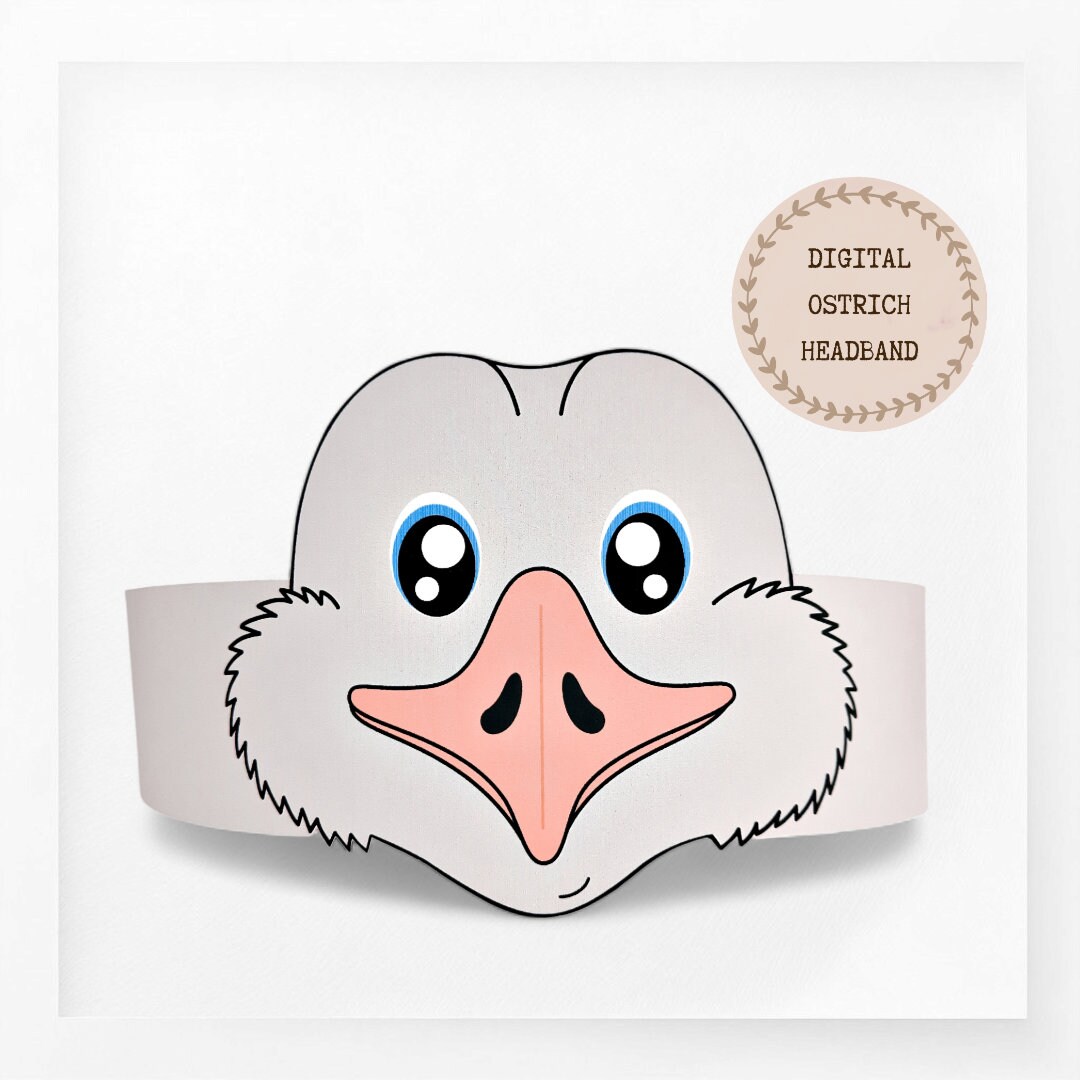 Ostrich Paper Crown, Animal Paper Hat for Kids, Instant Download Paper ...