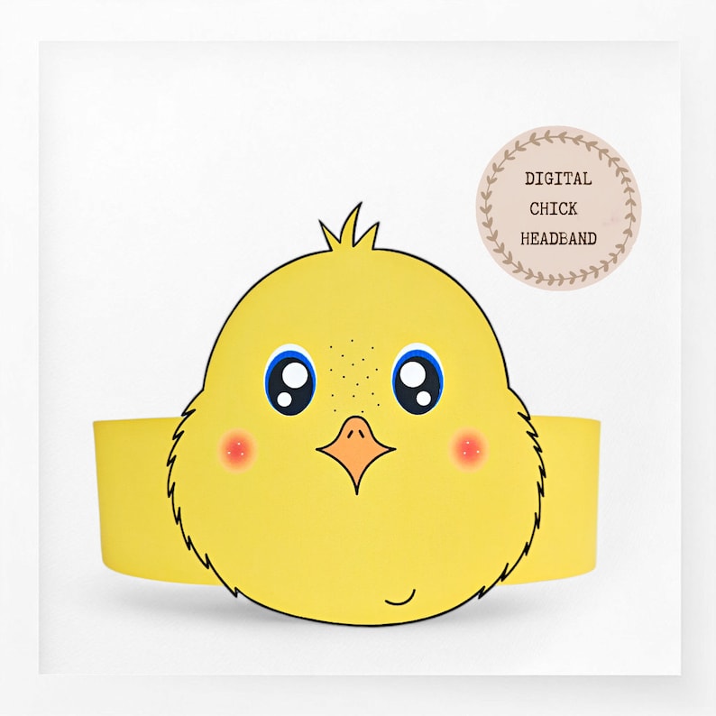 Chick Paper Crown, Animal Paper Hat for Kids, Instant Download Paper ...
