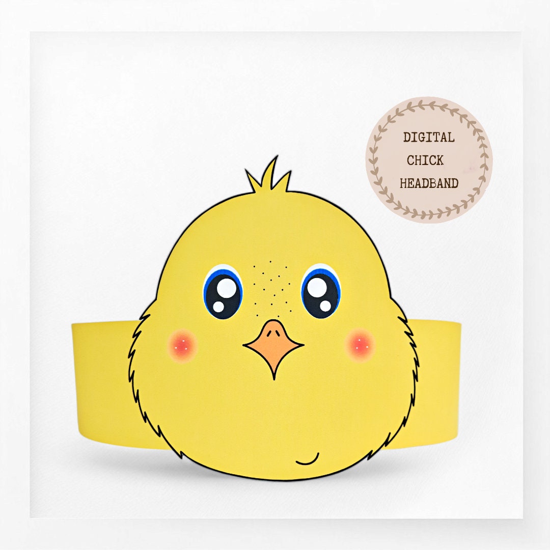 Chick Paper Crown, Animal Paper Hat for Kids, Instant Download Paper ...