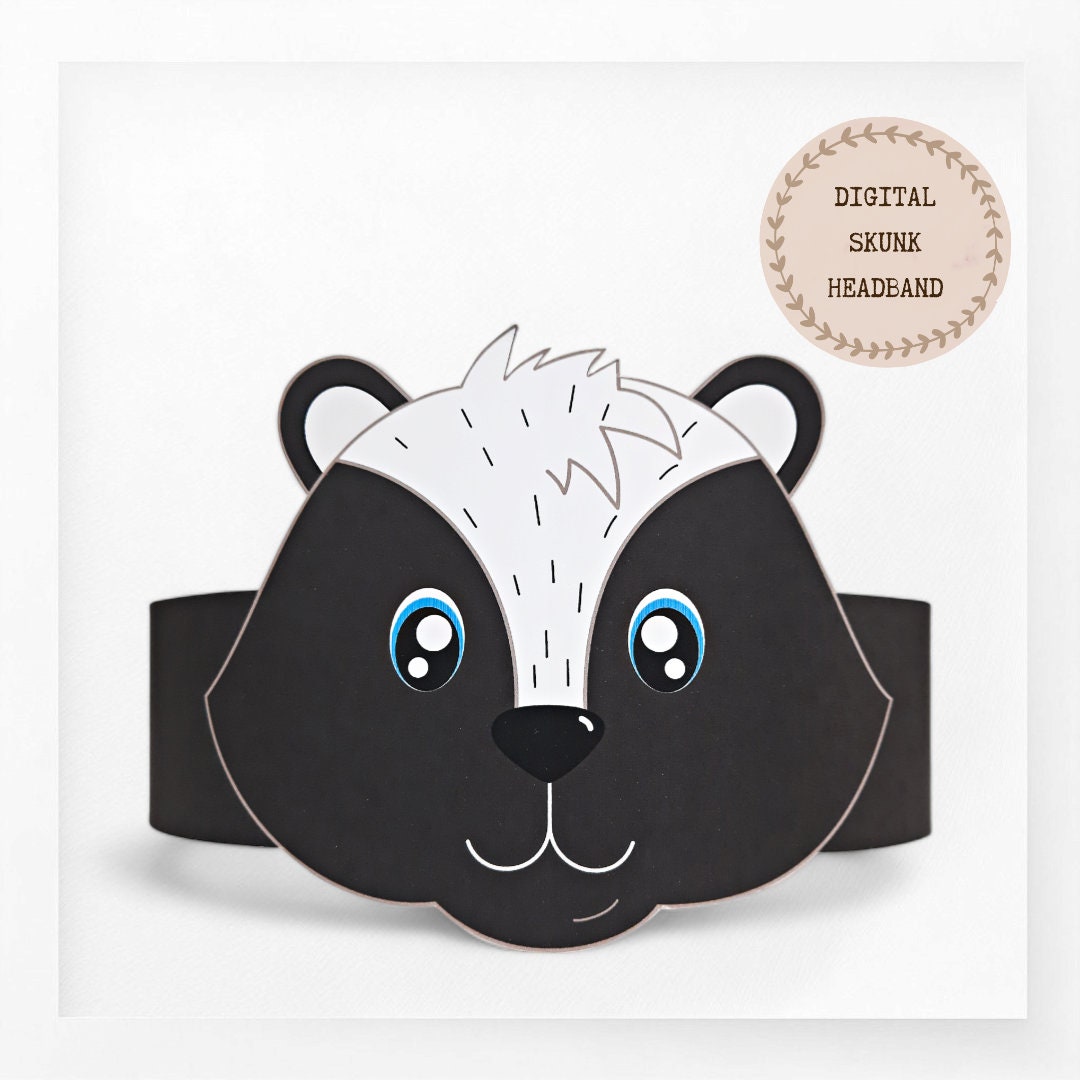 Skunk Paper Crown, Animal Paper Hat for Kids, Instant Download Paper ...