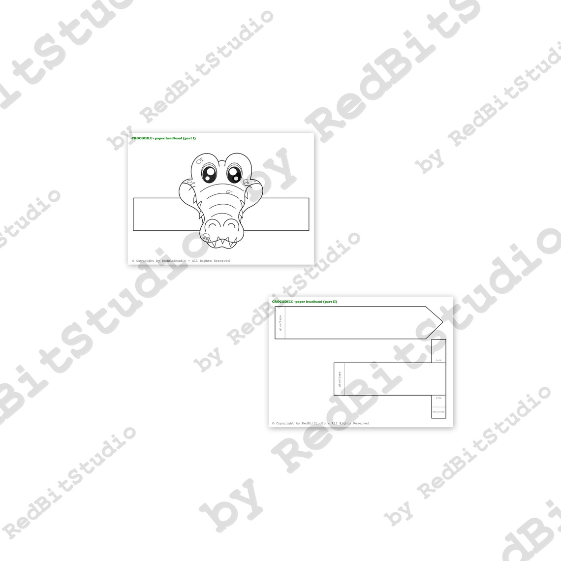 Crocodile Paper Coloring Crown, Animal Paper Hat for Kids, Instant ...