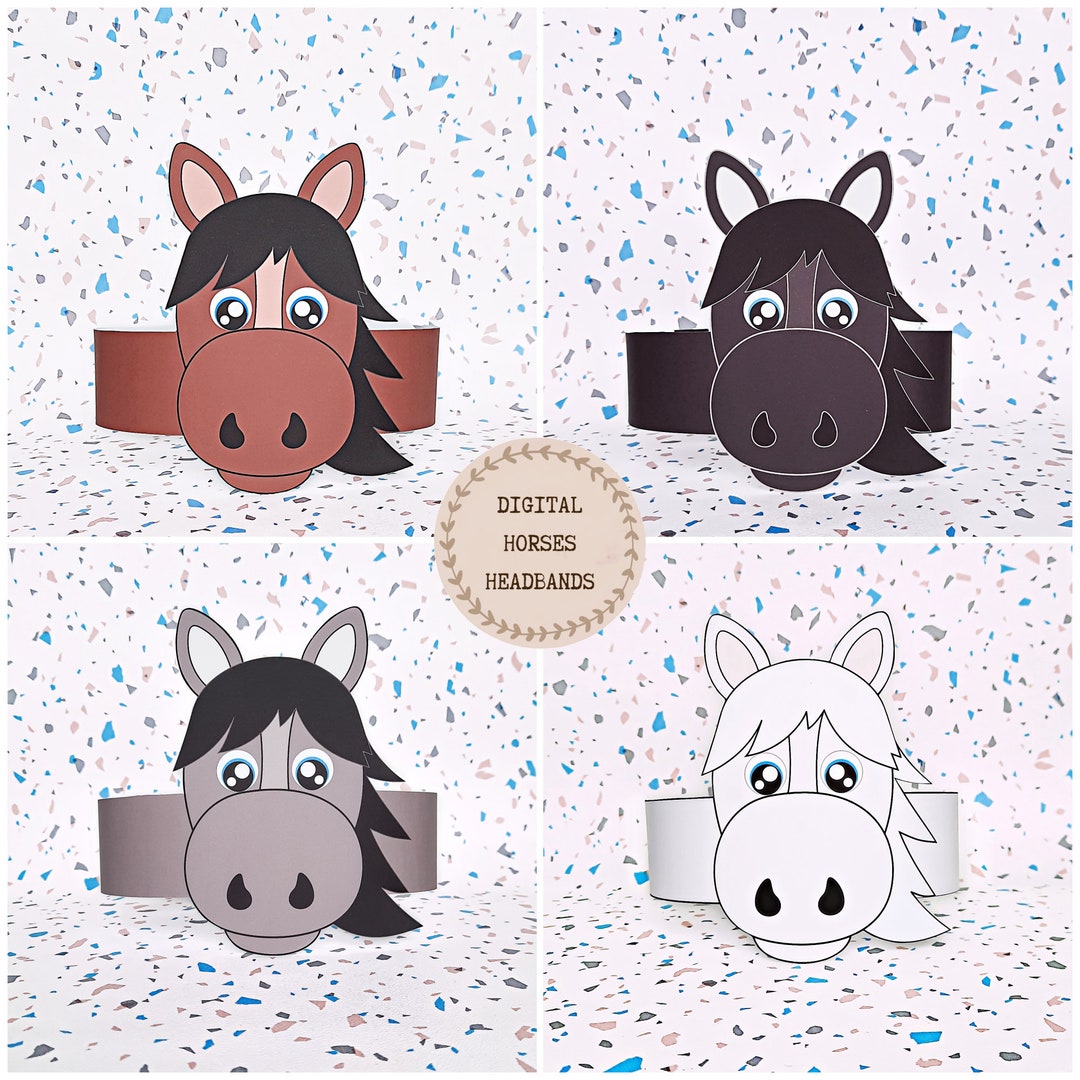 4 Horses Paper Crowns, Horses Paper Hats for Kids, Instant Download ...