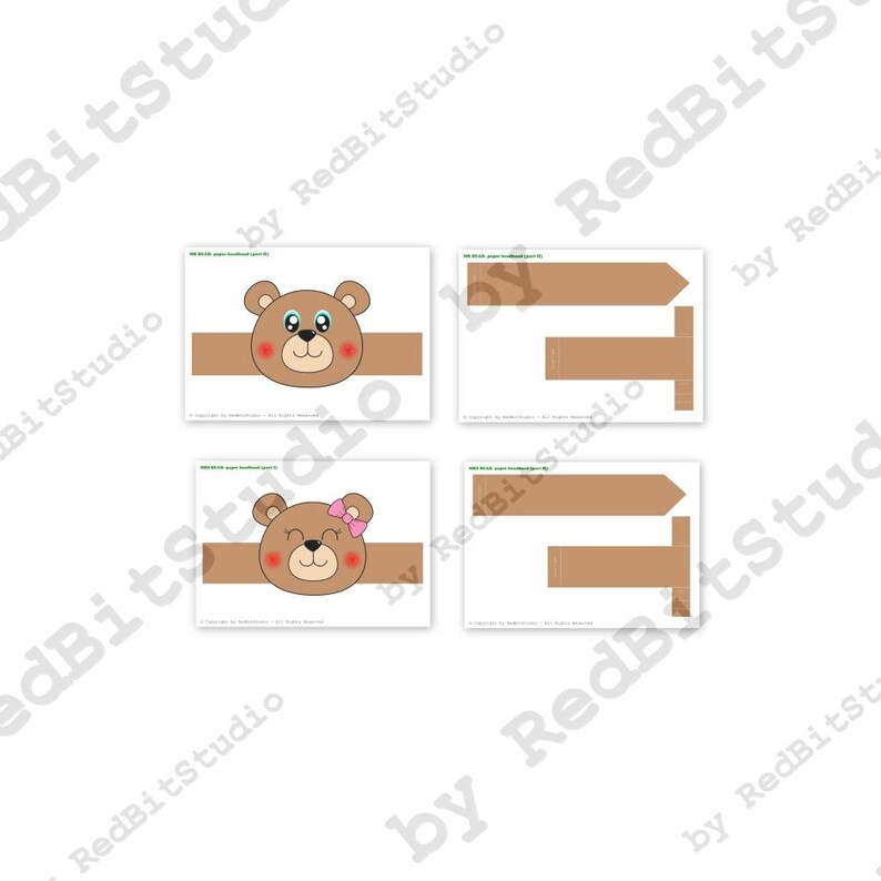 2 Bears Paper Crowns,mr & Mrs Bear Paper Hats for Kids,instant Download ...