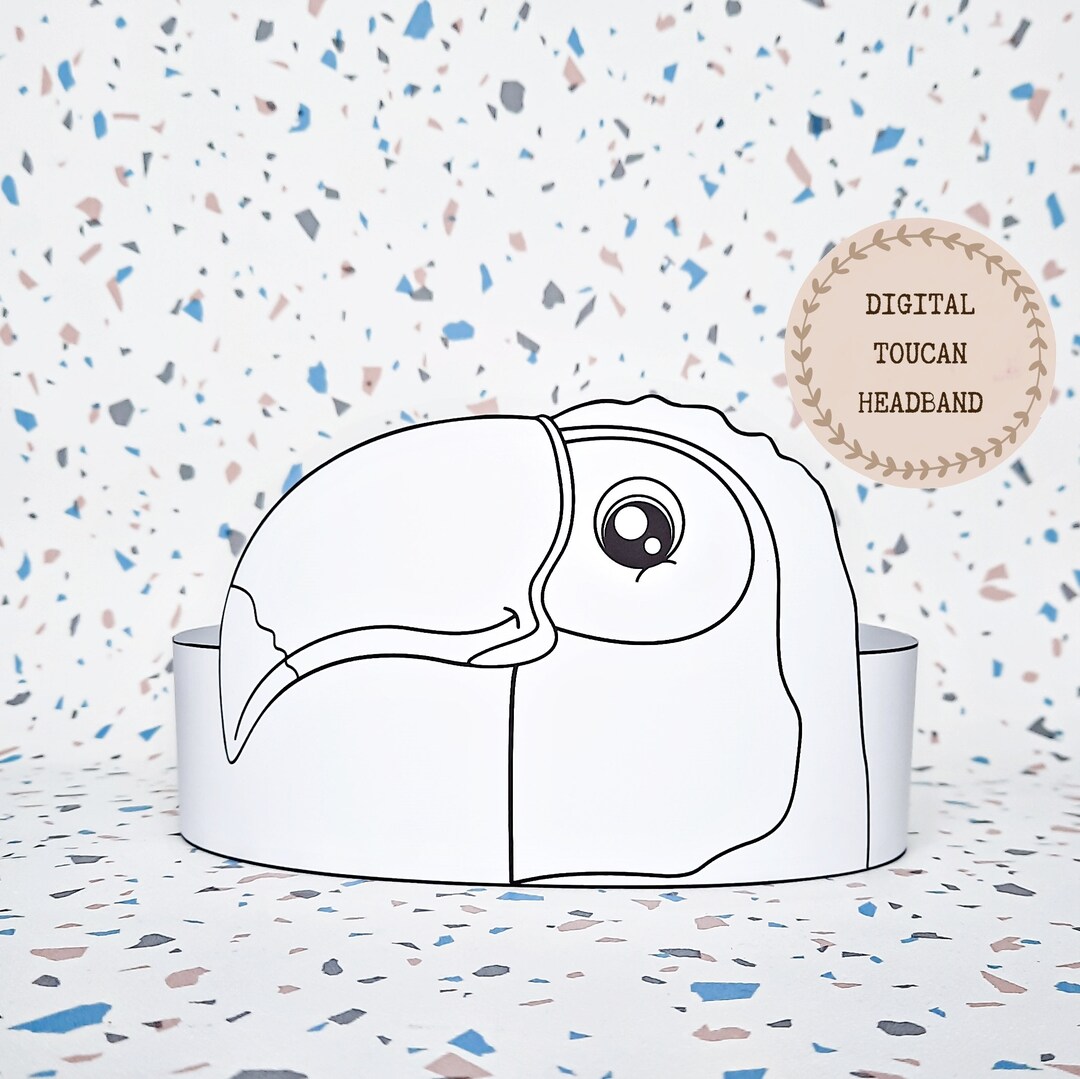 Toucan Paper Coloring Crown, Bird Paper Hat for Kids, Instant Download ...