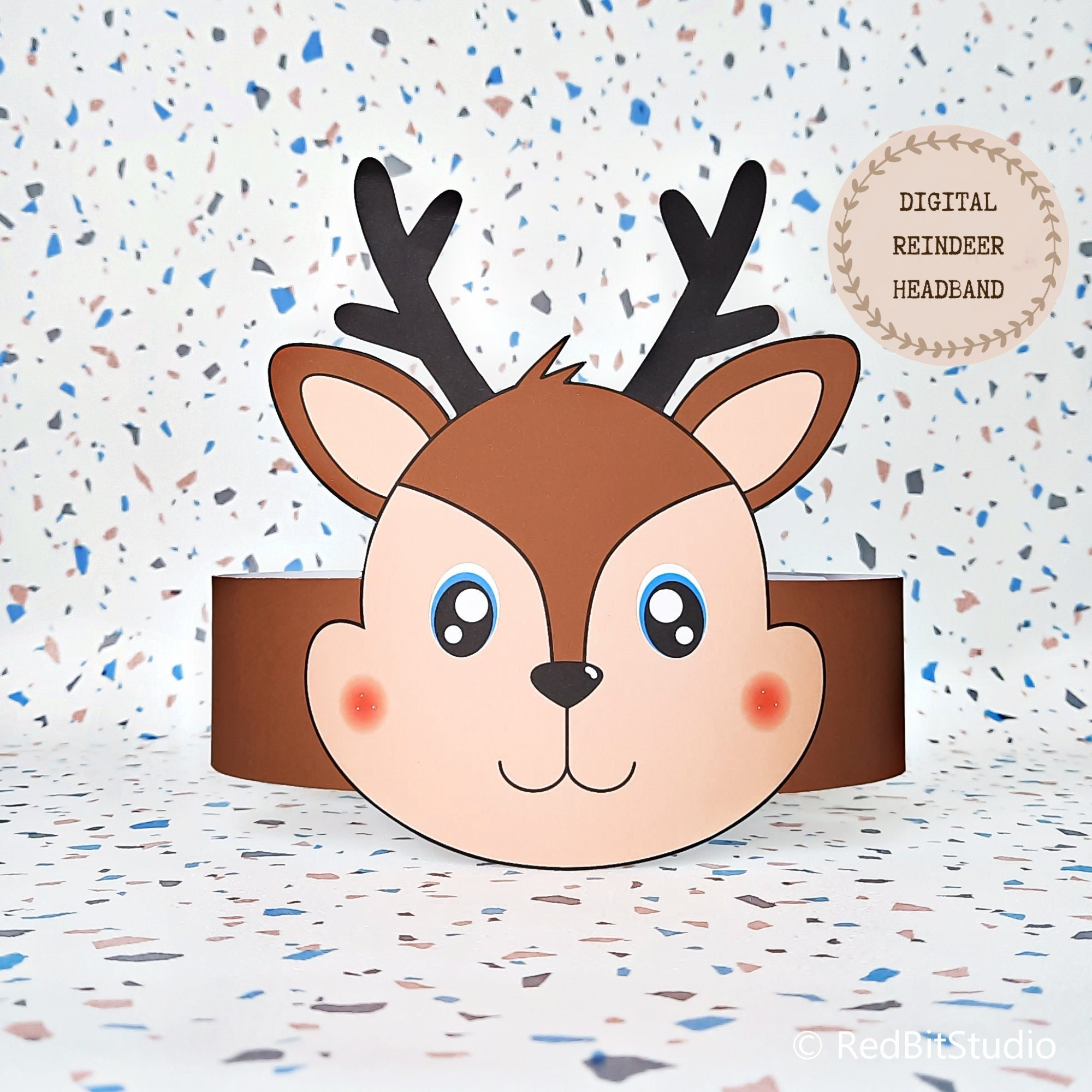 Reindeer Paper Crown, Animal Paper Hat for Kids, Instant Download Paper ...