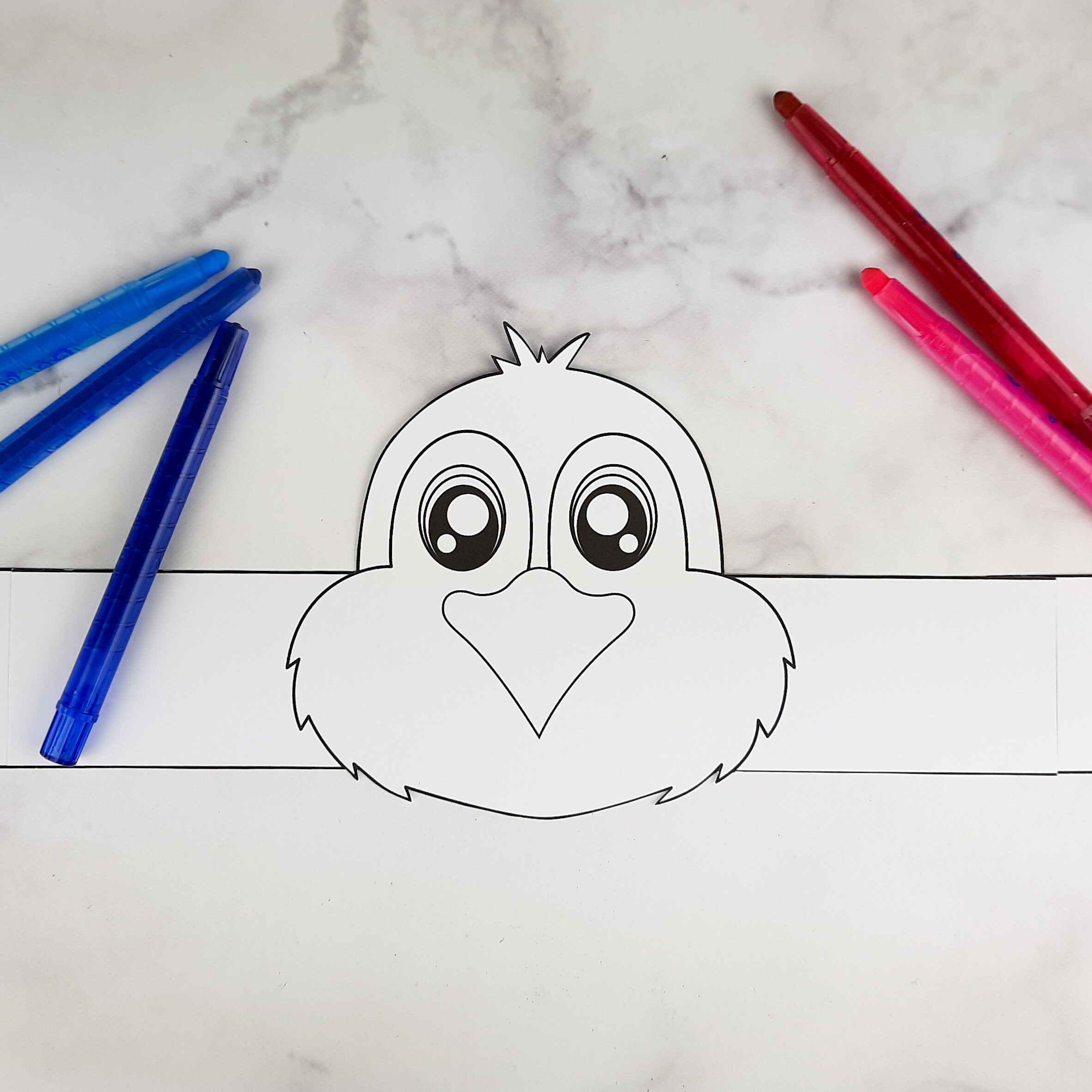 Bird Paper Coloring Crown, Animal Paper Hat for Kids, Instant Download ...