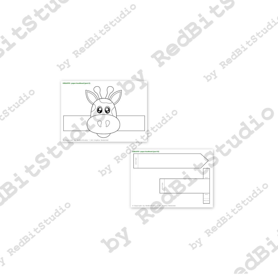 Giraffe Paper Coloring Crown, Animal Paper Hat for Kids, Instant ...