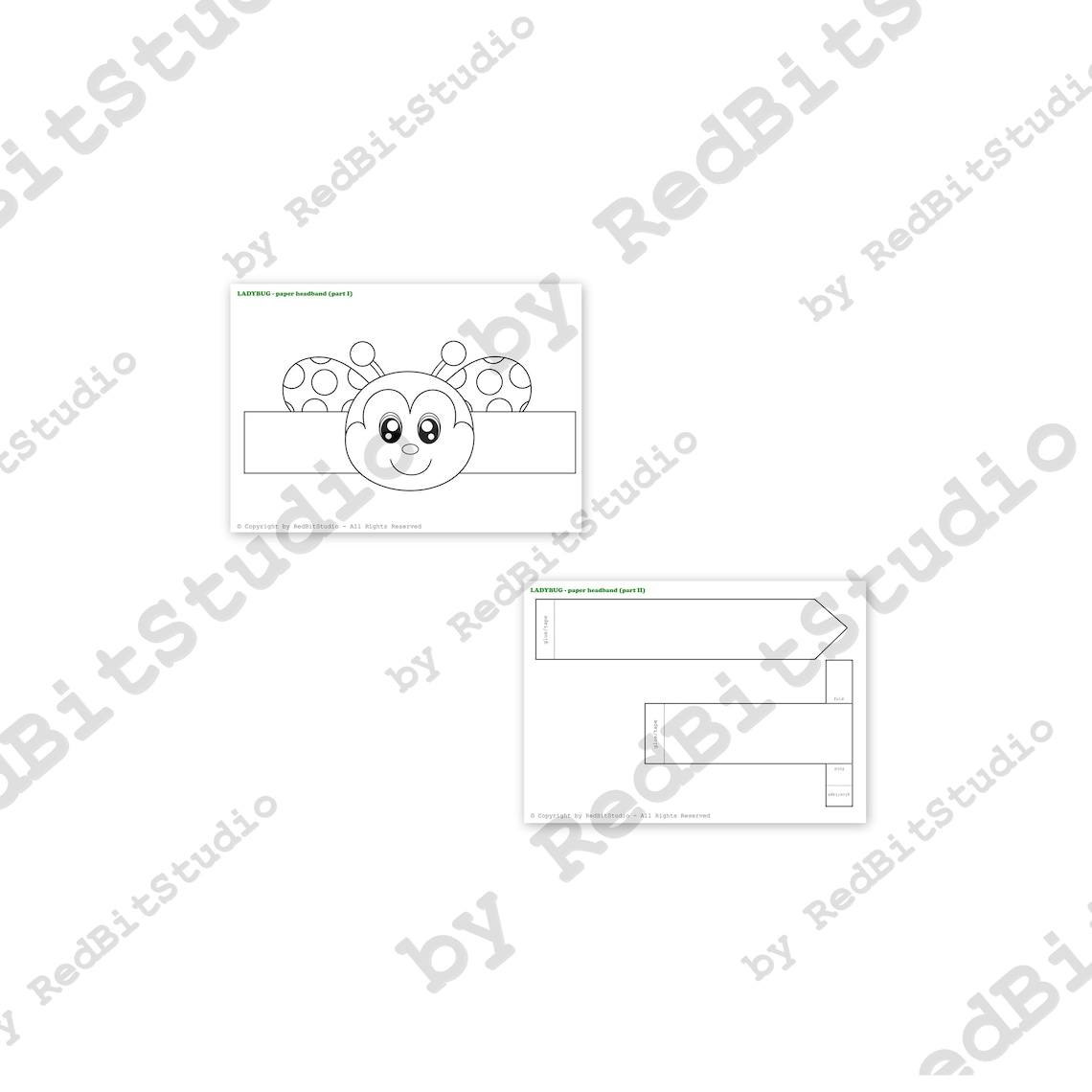 Ladybug Paper Coloring Crown, Animal Paper Hat for Kids, Instant ...