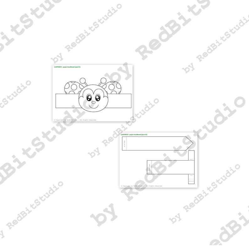 Ladybug Paper Coloring Crown, Animal Paper Hat for Kids, Instant ...