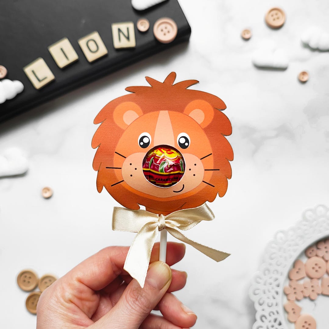 Lion Lollipop, Instant Download Lollipop Holder,pdf File, Digital Party ...