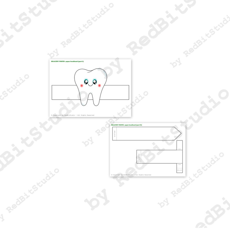 Healthy Tooth Paper Crown,tooth Paper Hat for Kids,instant Download ...