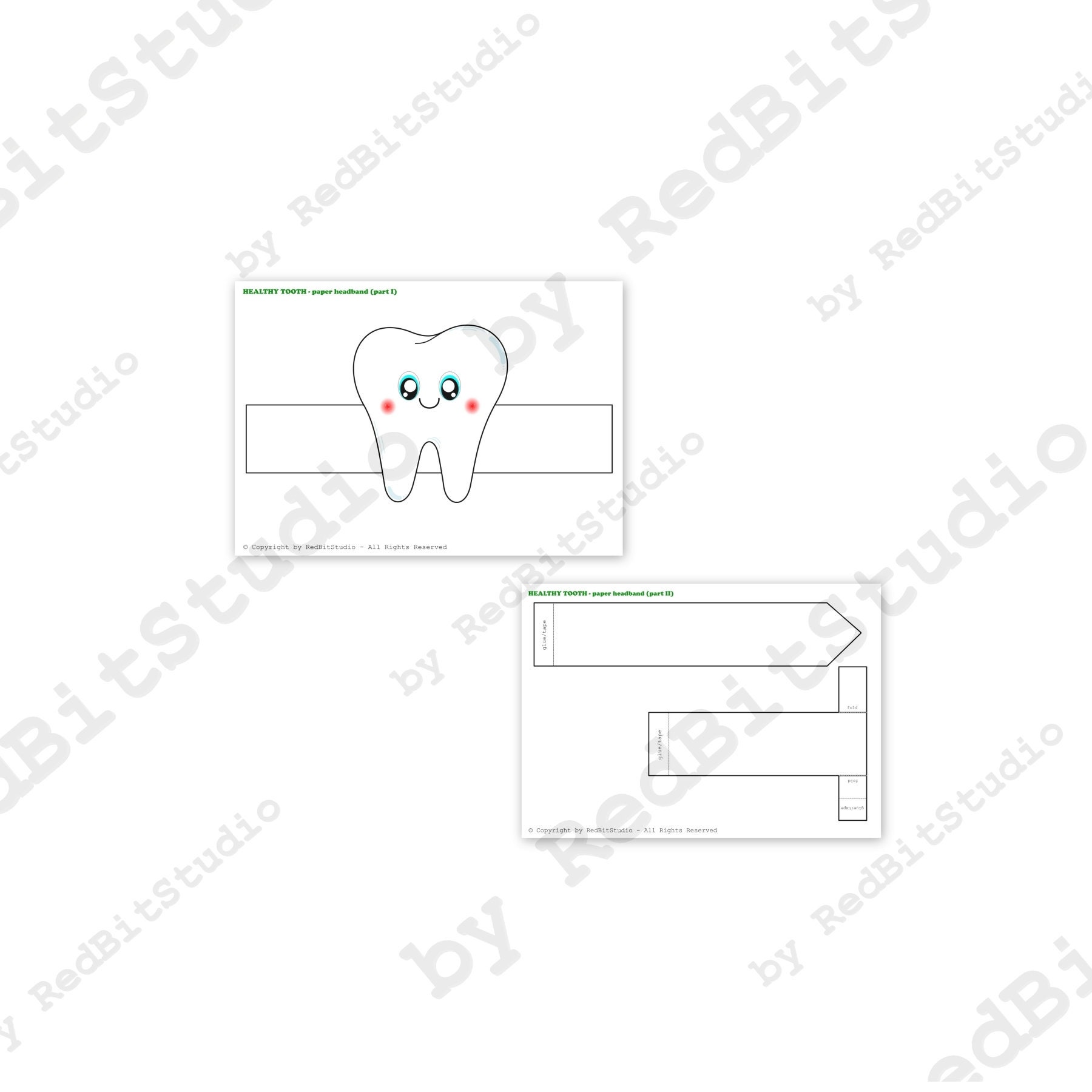 Healthy Tooth Paper Crown,tooth Paper Hat for Kids,instant Download ...