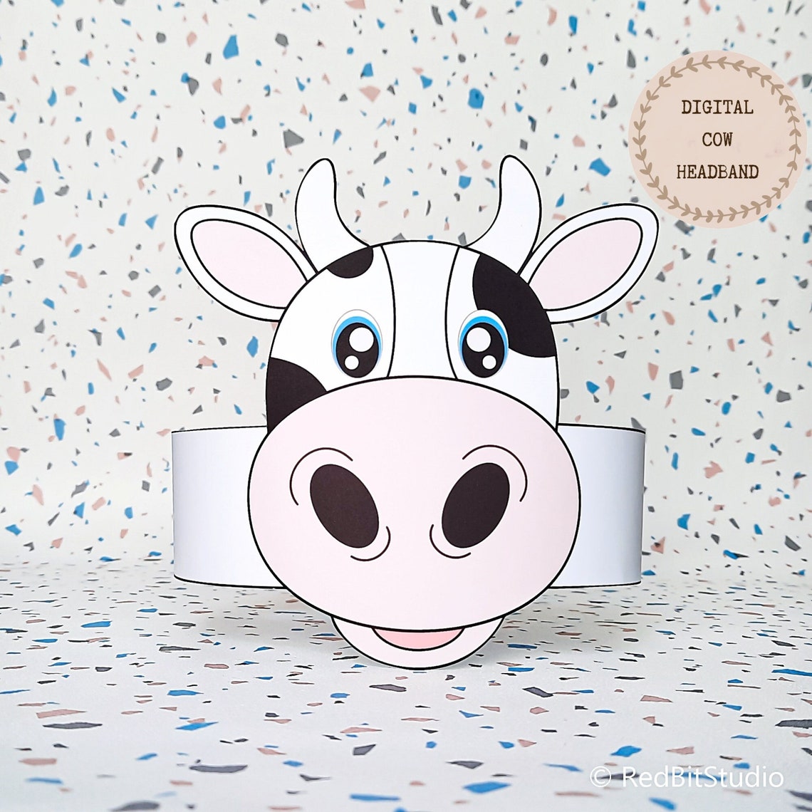 Cow Paper Crown, Animal Paper Hat for Kids, Instant Download Paper ...