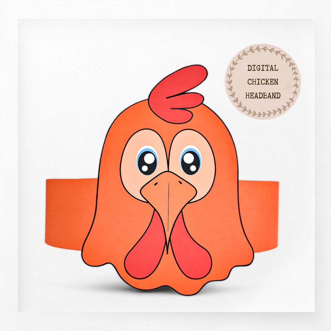 Chicken Paper Crown, Animal Paper Hat for Kids, Instant Download Paper ...
