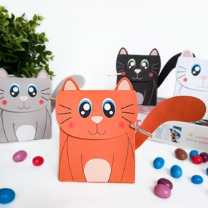 4 Cats Gift Boxes Printable, Favor Box, Template to Assemble Box, DIY ...
