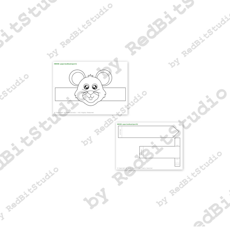 Mouse Paper Coloring Crown, Animal Paper Hat for Kids, Instant Download ...