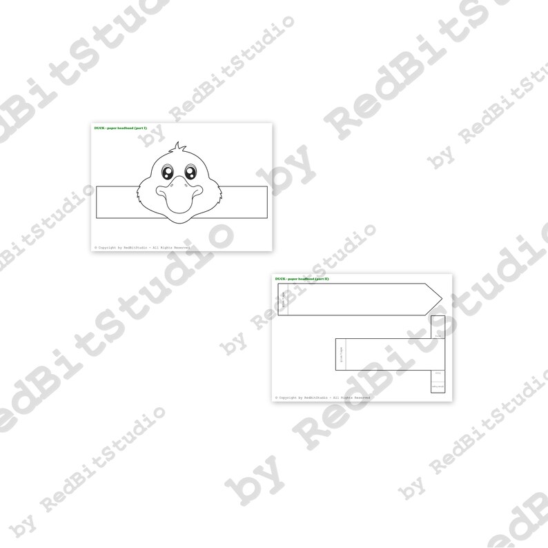 Duck Paper Coloring Crown, Bird Paper Hat for Kids, Instant Download ...