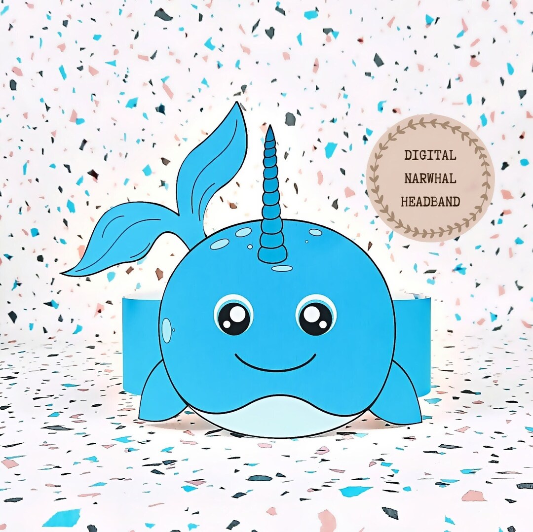 Narwhal Paper Crown, Animal Paper Hat for Kids, Instant Download Paper ...