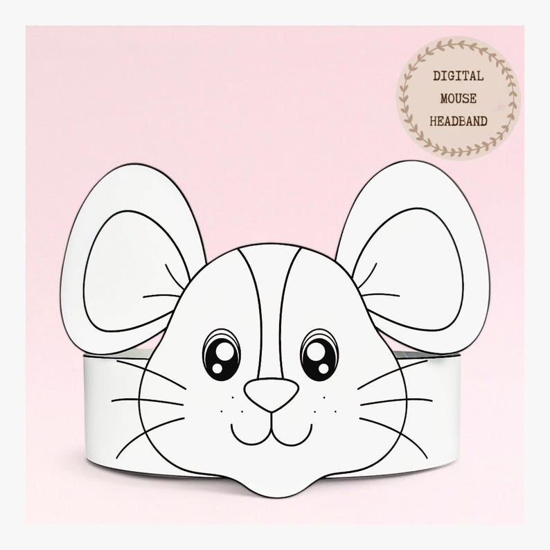 Mouse Paper Coloring Crown,animal Paper Hat for Kids,instant Download ...