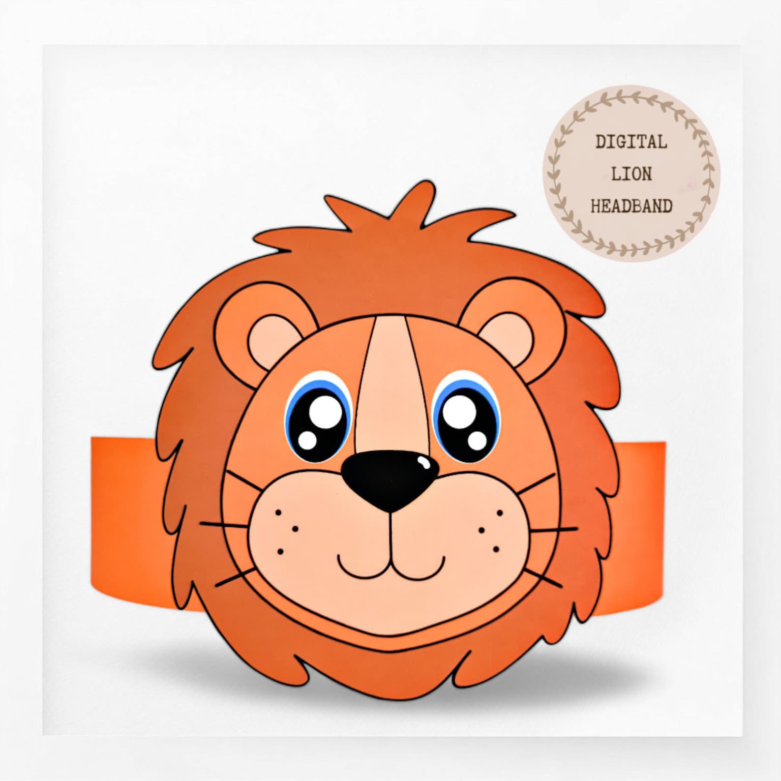 Lion Paper Crown, Animal Paper Hat for Kids, Instant Download Paper ...