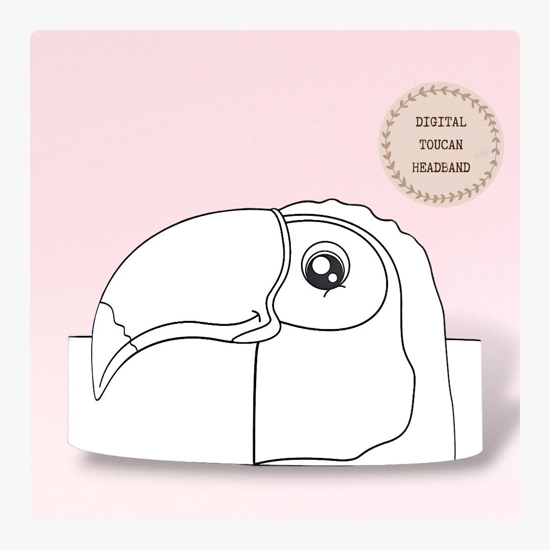 Toucan Paper Coloring Crown, Bird Paper Hat for Kids, Instant Download ...