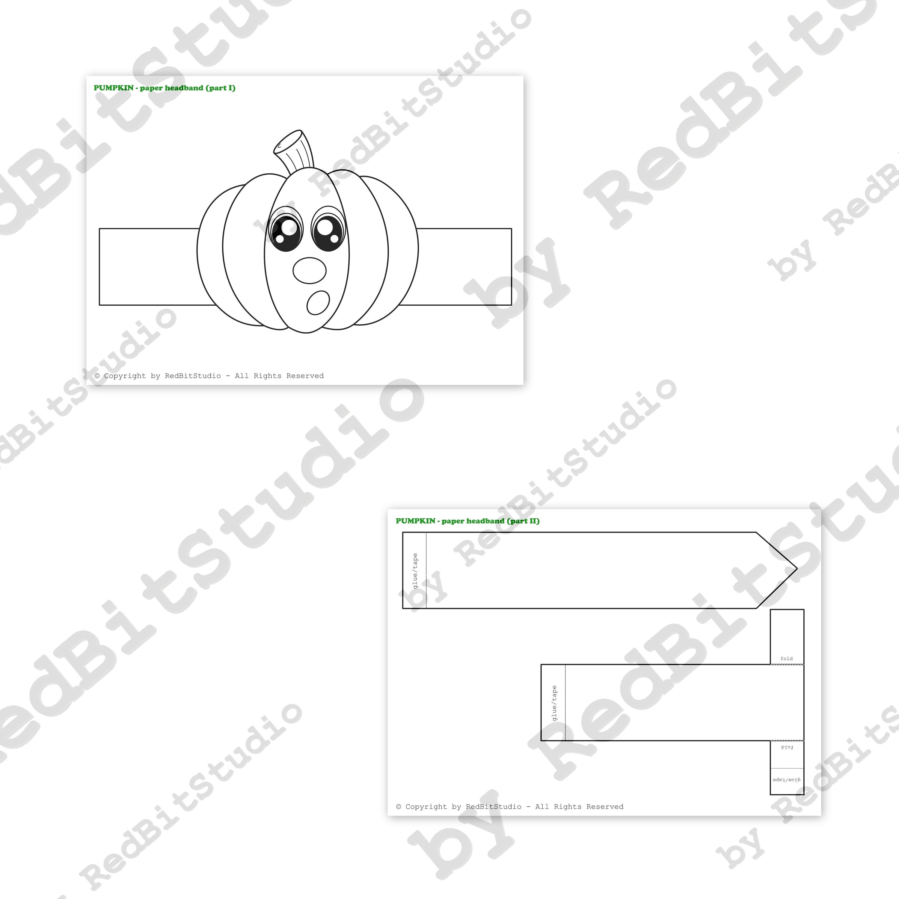 Pumpkin Paper Coloring Crown, Halloween Hat for Kids, Instant Download ...